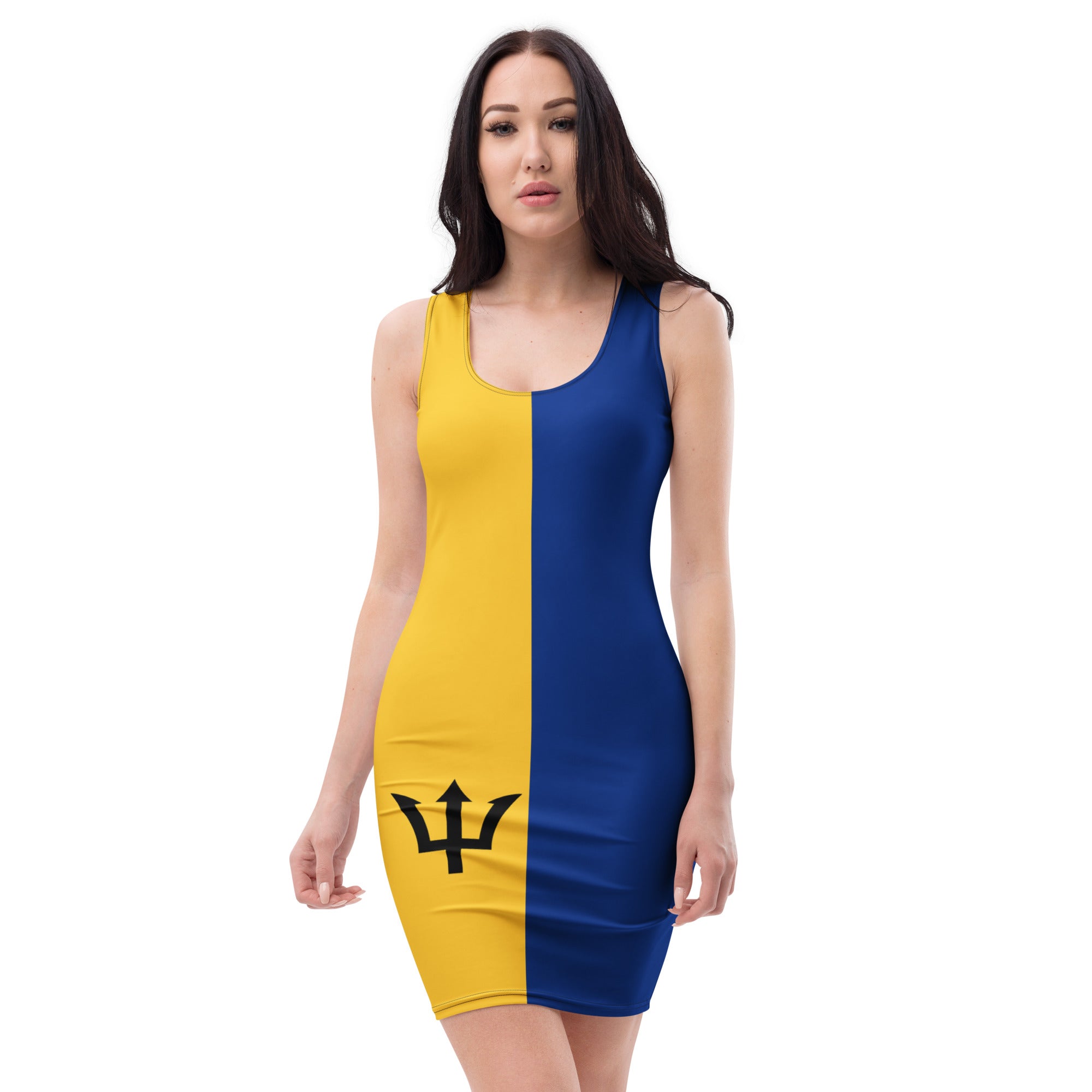 Barbados Flag Bodycon Dress - Conscious Apparel Store