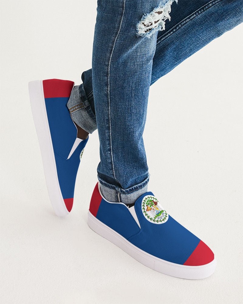 Belize Flag Men's Slip-On Canvas Shoe - Conscious Apparel Store
